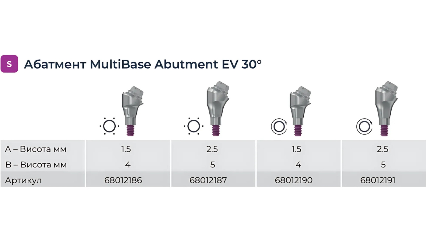 DS Implants™ MultiBase Abutment EV (S) 2.5mm 30 Premier-Dental dental ...